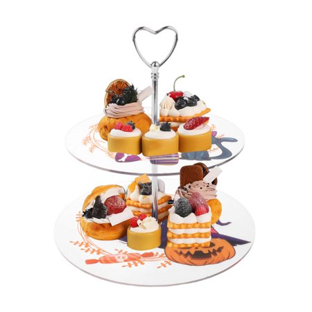 2 Tier Halloween Cupcake Stand Fruit Snack Plates for Birthday Party ...