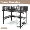 AUU Queen Size Metal Loft Bed with L-Shaped Desk, LED Light Strip ...