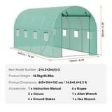 KFFKFF Walk-in Tunnel Greenhouse, 15x7x7 ft, Featuring a Durable ...