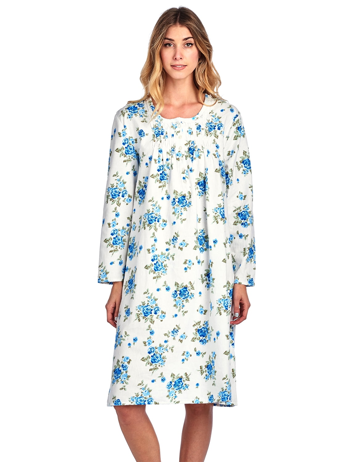 Casual Nights Women's Flannel Floral Long Sleeve Nightgown - Walmart.com