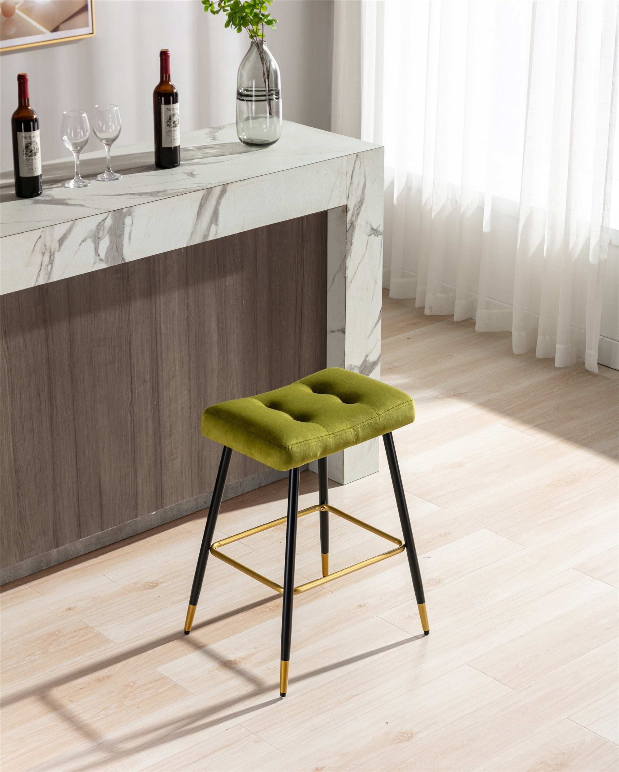 Counter Height Dining Chairs, Vintage Velvet Upholstered Bar Stool with ...