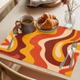 Abstract Art Cotton Linen Placemats Set of 8, Orange Brown Yellow ...