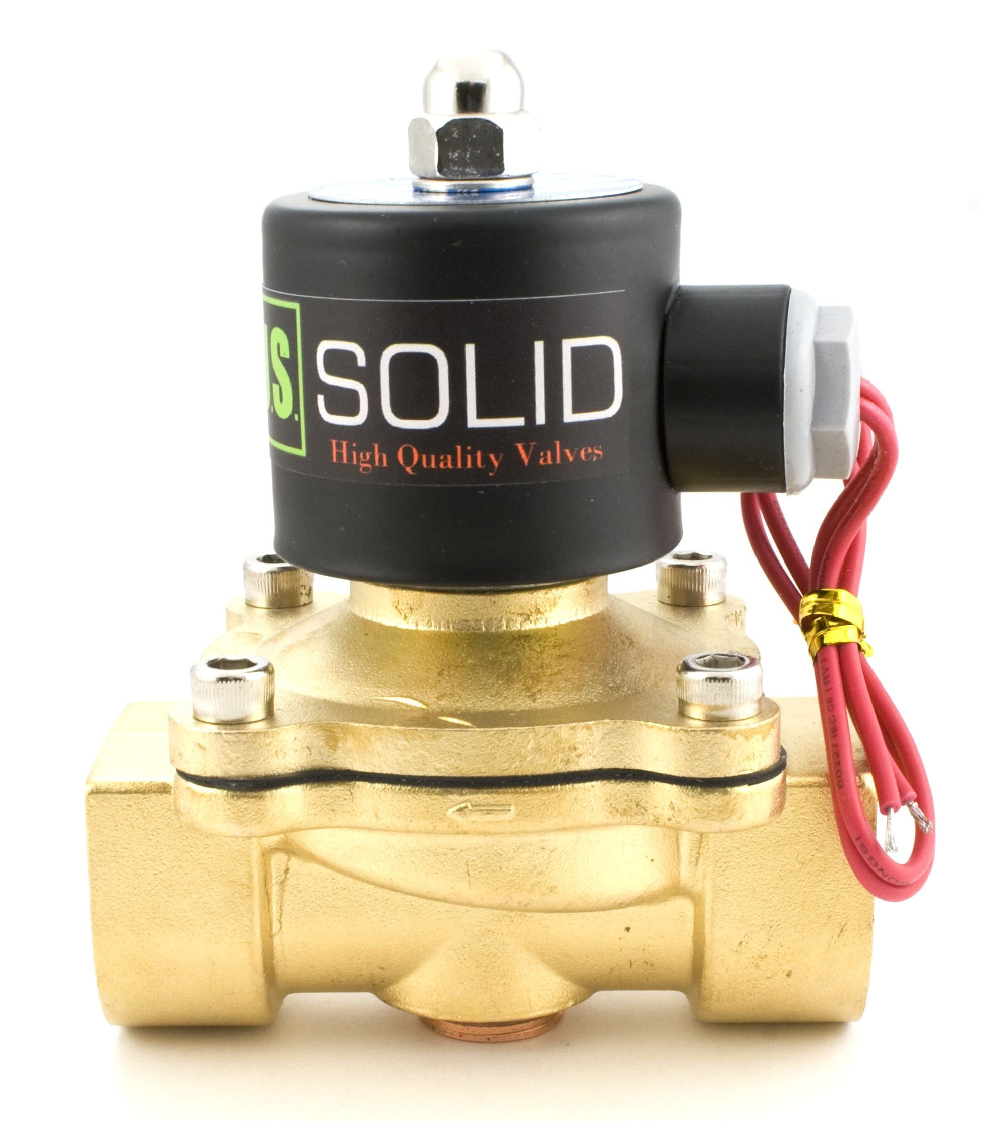 U.S. Solid 1" NPT Brass Electric Solenoid Valve DC 12V VITON Semi-Direct Normally Closed ...