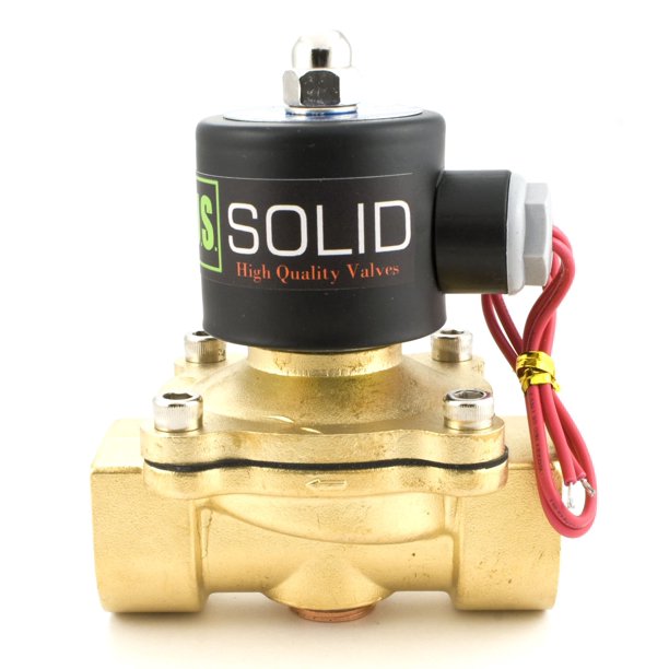U.S. Solid 1" NPT Brass Electric Solenoid Valve DC 12V VITON Semi-Direct Normally Closed ...