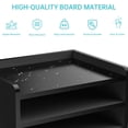 Black Multi-tier Wood Desk File Organizer with 3 Tray Shelves and ...