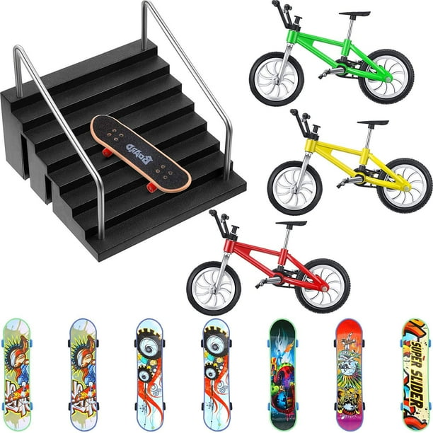 12 Pieces Fingerboard Rail Park Set Include 1 Piece Fingerboard Skate ...