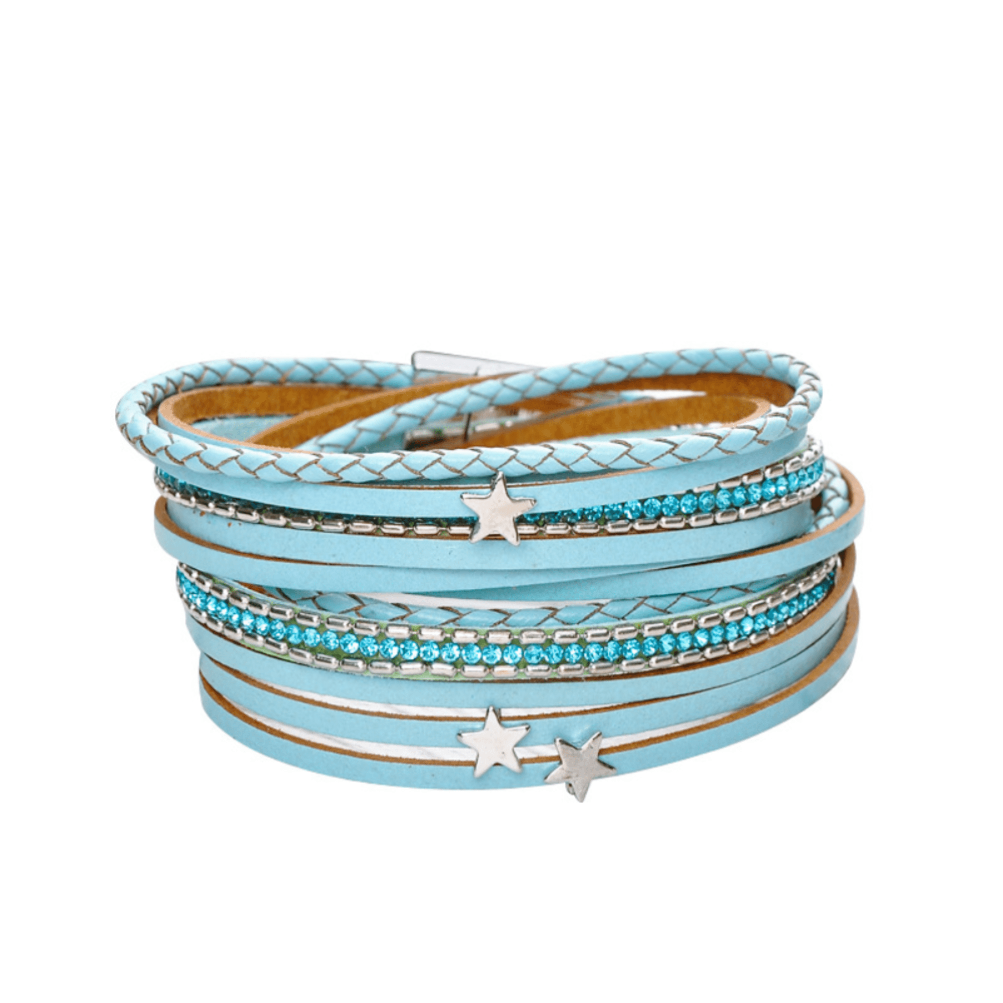 Bohemian Leather Wrap Multiple Strand Bracelets with Crystal and Star ...