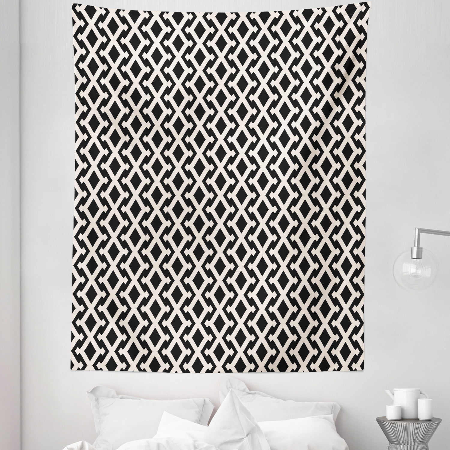 Herringbone Tapestry, Ethnic Style Repeated Diamond Shapes in Vertical ...