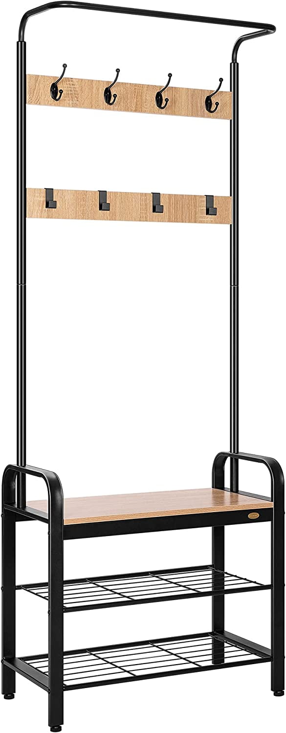 VIVOHOME 3-in-1 Entryway Hall Tree, Heavy Duty MDF Stand Coat Rack with ...