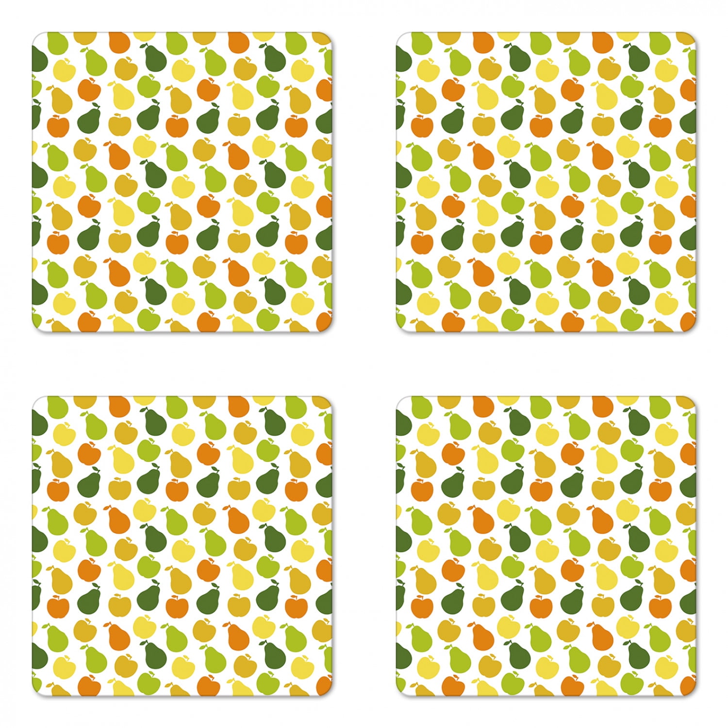 Fruits Coaster Set of 4, Apple and Pears Food Botany Fresh Healthy ...