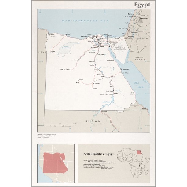 24"x36" Gallery Poster, cia map of egypt 1976 - Walmart.com