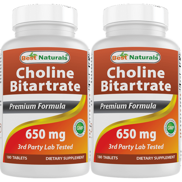 2 Pack Best Naturals Choline 650 mg 180 Tablets - Walmart.com