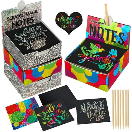 HTAIGUO 4 Pack Mini Rainbow Scratch Off Art Notes, Holographic Glitter ...
