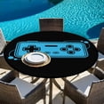 Blue Game Handle Round Tablecloth, Fitted Table Cover with Elastic for ...