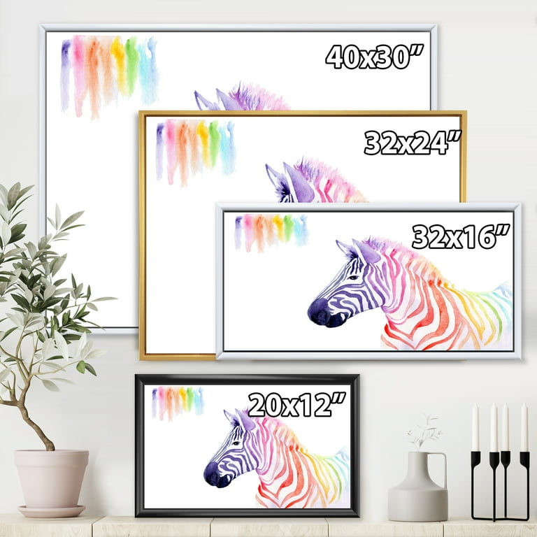 White Rainbow Zebra Print