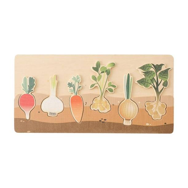 Montessori Wooden Puzzle, Matching Game, Teaching Aids, Grow Vegetables ...