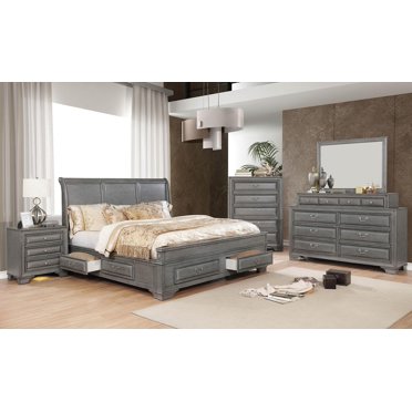 Transitional Brown Cherry Solid Wood CAL Bedroom Set 3pcs FOA CM7302CH ...