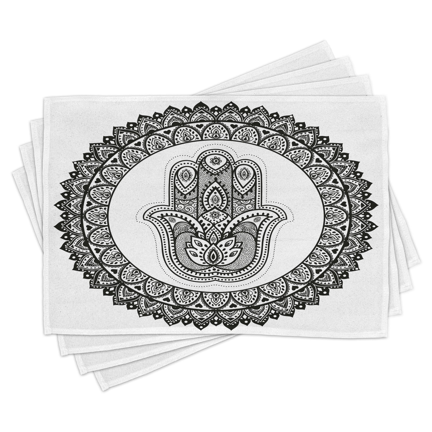 Ethnic Placemats Set of 4 Ancient Eastern Oriental Henna Hand and ...