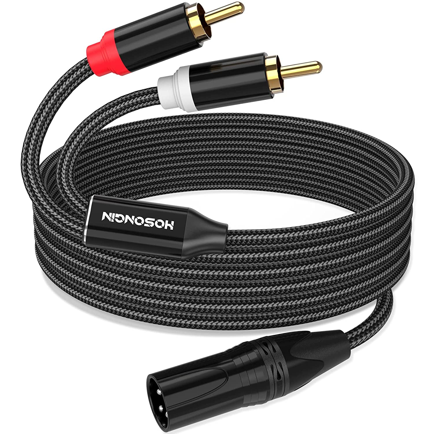 XLR Male to Dual 2 RCA Male Y Splitter Cable 3.3ft - Dual 2 RCA Male to ...