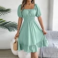 biudgviw Dresses for Women Ruffle Short Sleeve A Line Dress Casual ...
