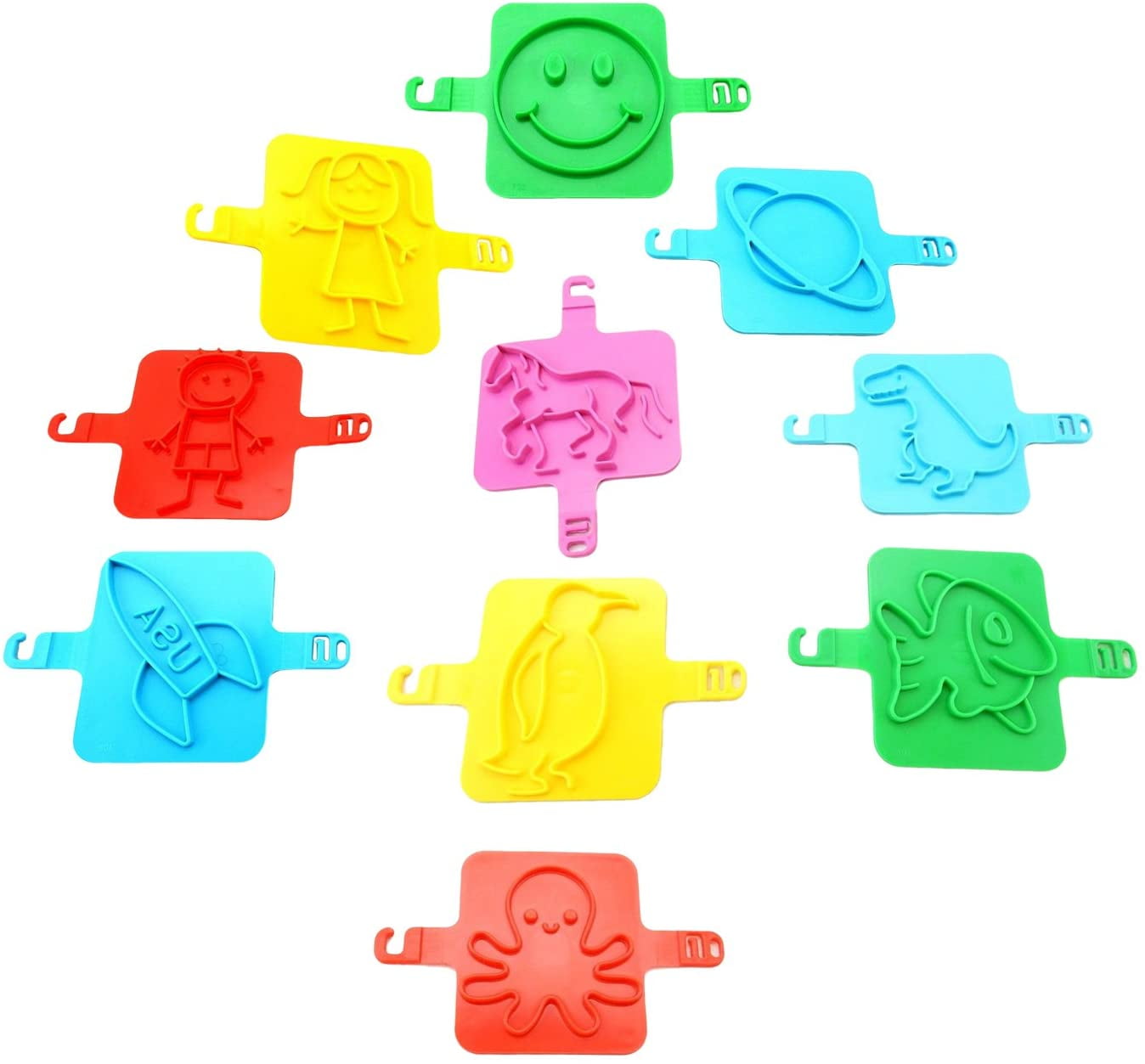 Set of 10 Colorful Fun Shapes - Sand Stamps - Straps to Hands or Feet ...
