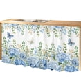 Blue Hydrangea Cabinet Curtain, Rustic Summer Blue Floral Butterfly ...