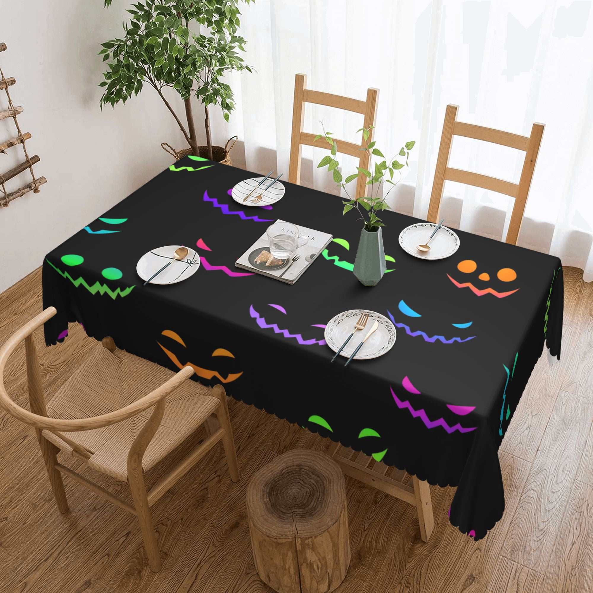 XMXY Table Cloth Rectangle Table, Scary Grins Dining Table Cover ...