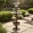 Lazsy Decorative Birdbath Combo Freestanding Solar Illuminated Bird ...