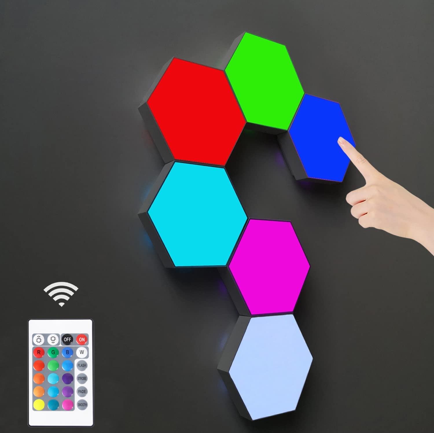 Rosnek Hexagon Lights with Remote, Smart DIY Hexagon Wall Lights Touch ...
