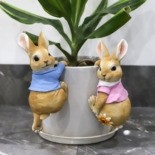 Kripyery Rabbit Figurine Realistic Resin Funny Bunny Statue Fairy ...
