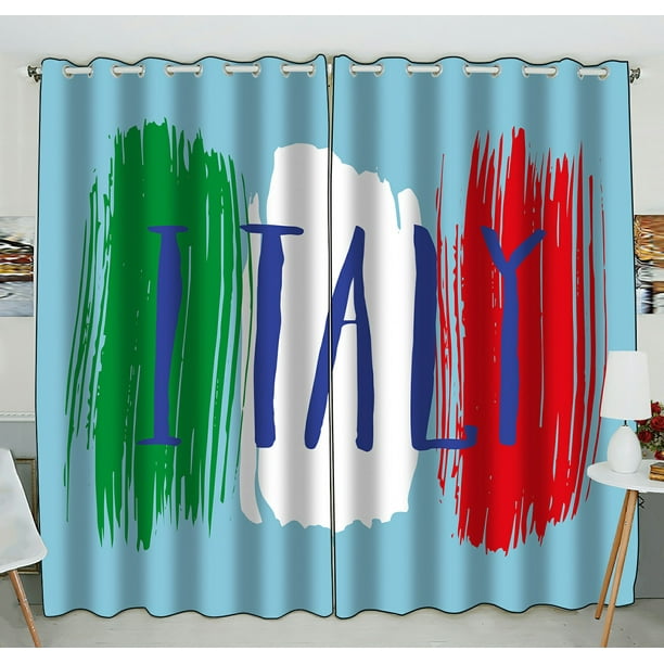 EREHome Italian flag Blackout Window Curtain Drapery Panels 52x84 Inch ...