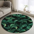 3ft Round Rug Green Leaf Area Rugs for Living Room Bedroom Washable Non ...