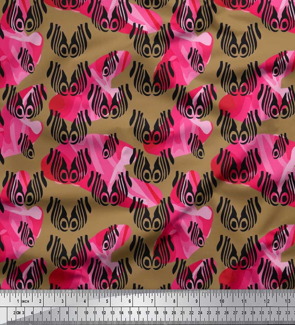 Soimoi Satin Silk Fabric Eyes Fashion Printed Fabric 1 Yard 42 Inch ...