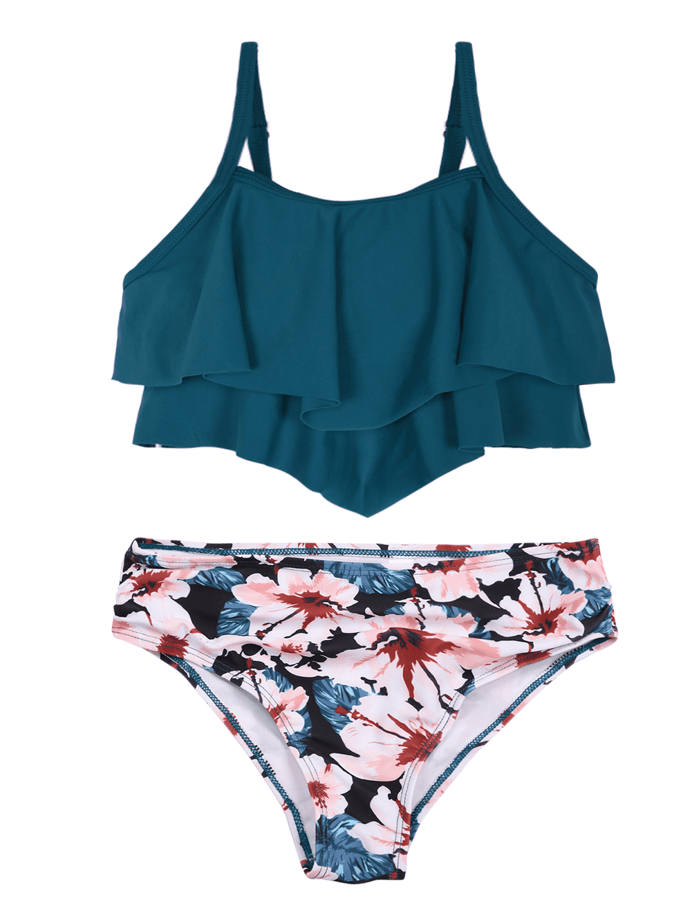 Hilor Girls Swimsuit Flounce Two Piece Bathing Suits Kids Ruffled ...