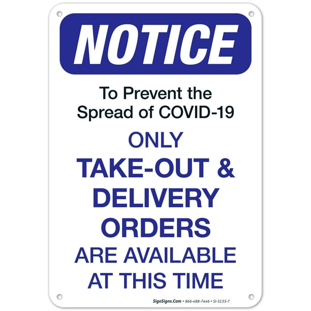 Social Distancing Sign,Takeout And Delivery Orders Only Sign, 10x7 ...