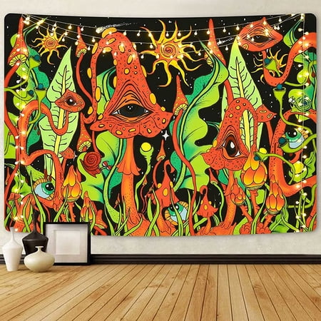 Wall Tapestry Mushroom Tapestry Fantasy Plant Tapestry Trippy Wall ...