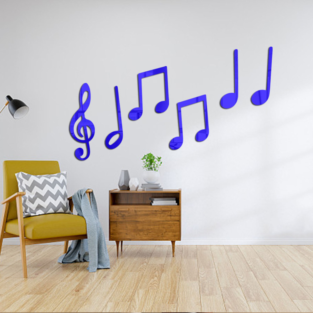 DIY 3D Musical Notes Mirror Wall Stickers Acrylic Mirror Wall Sticker ...