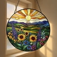 Sunset Wildflower Stained Glass Suncatcher – Round Landscape Window ...