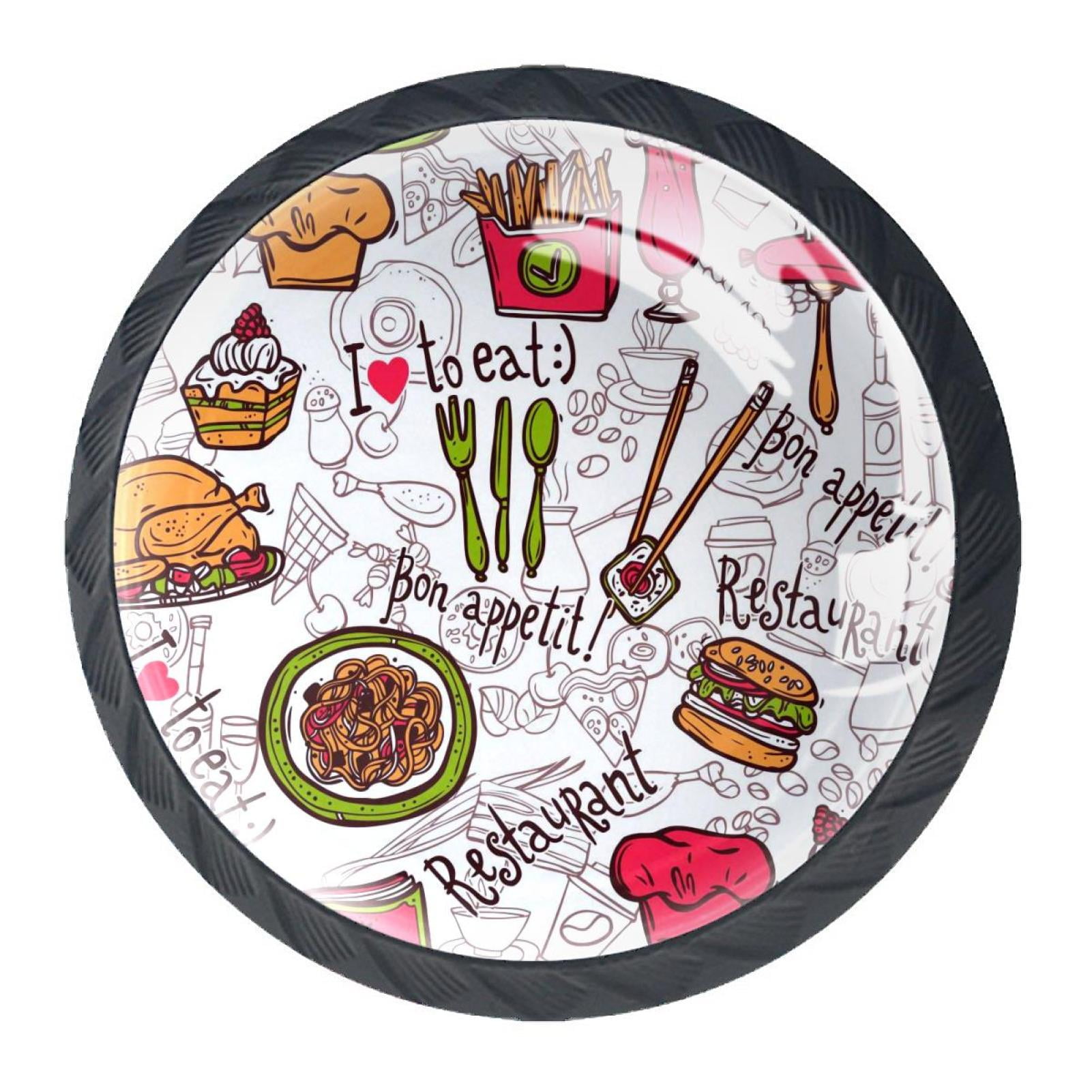 4 Pcs Food Pattern Knobs for Kitchen Cabinet Cupboard Dresser Bookcase ...