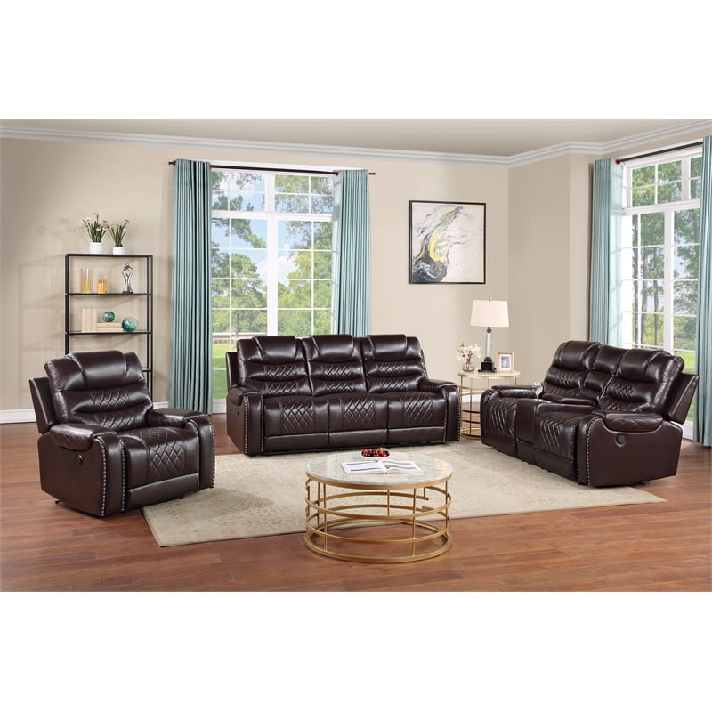 Tennessee Power Reclining 3 Pc Sofa set made with Leather Gel in ...