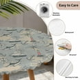 Blue Grey Nautical Round Fitted Tablecloth with Elastic Edge Vintage ...