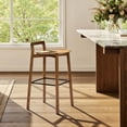LiviNest Sven 30" Modern Minimalist Low Back Wood Barstool, Solid Ash ...