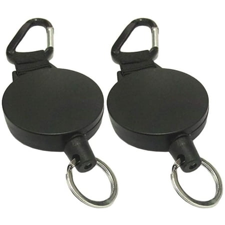 2 Pieces Heavy Duty Retractable Key Chain Key Reel with Steel Wire Rope ...