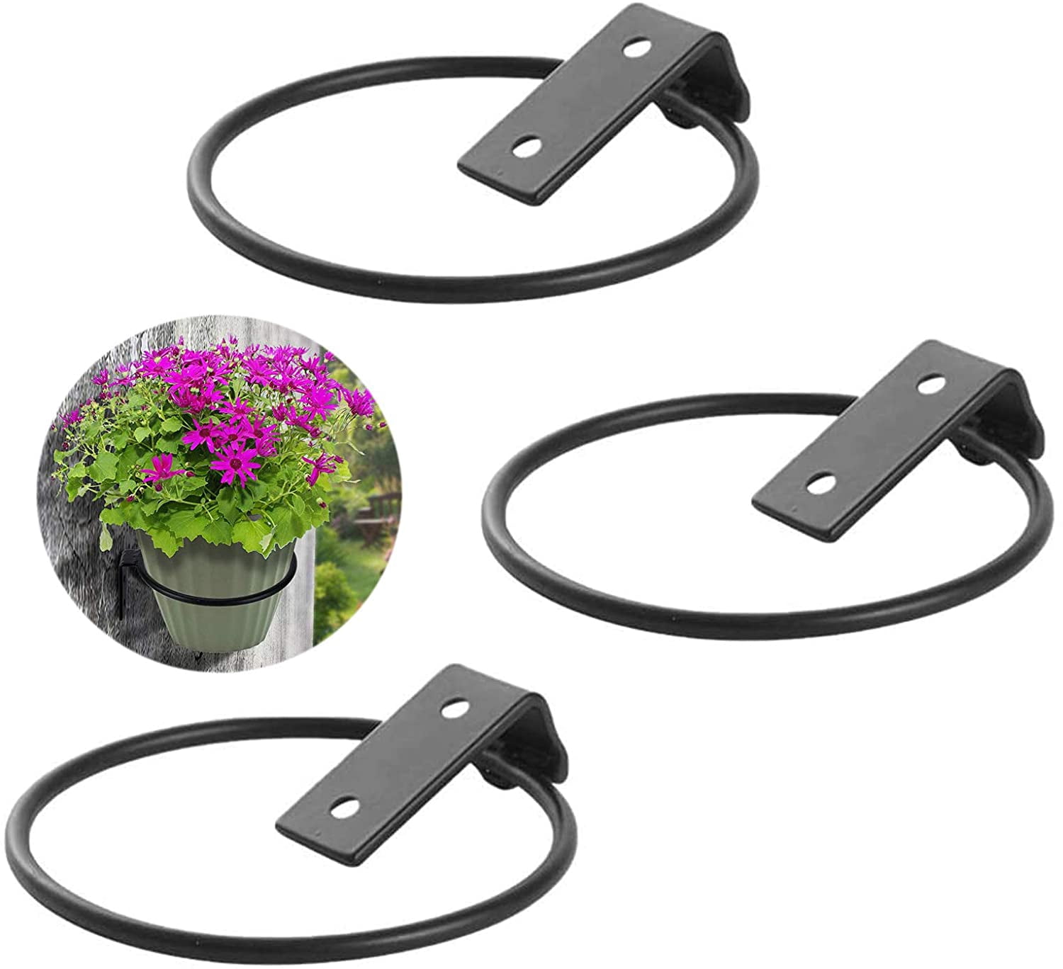 Planter Rack Bracket, 3 Pcs Wall Mounted Flower Pot Ring Wall Mount ...