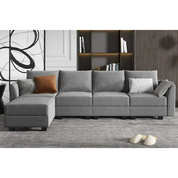 HONBAY Modular Sectional Couch with Reversible Chaise L-Shape Sofa 4 ...