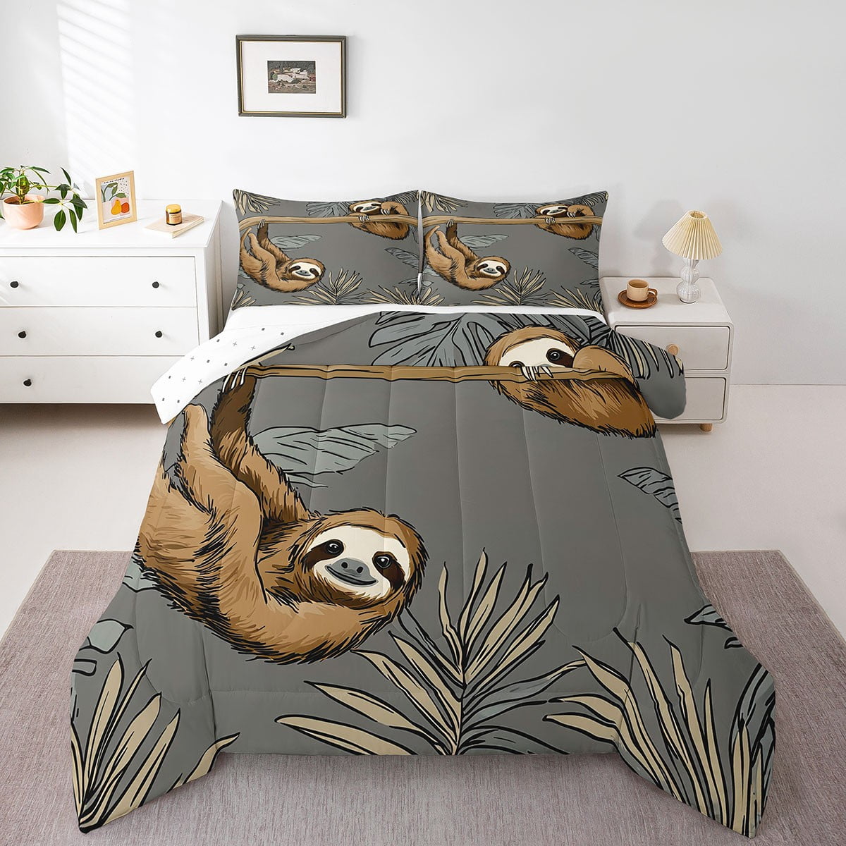 Click here for Erosebridal Wildlife Sloth Comforter Sets Queen Si... prices