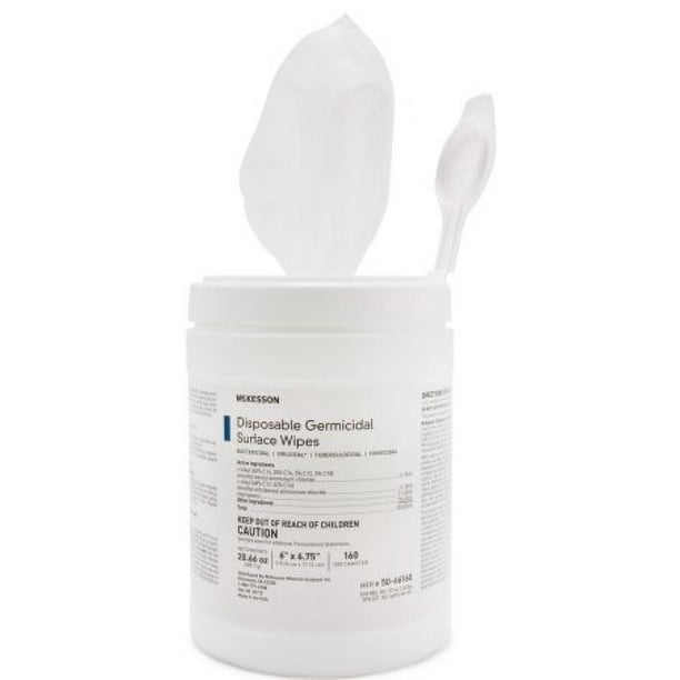 McKesson Surface Disinfectant Premoistened Wipes, 160 Count Canister ...