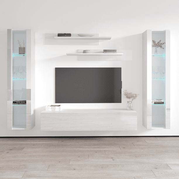 Wall Mounted Floating Modern Entertainment Center Fly A, White, B2 ...