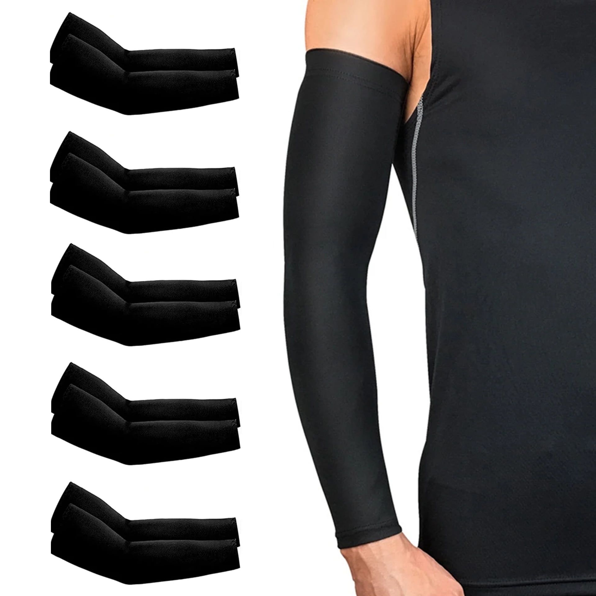 5 Pairs Sun Protection Arm Sleeves Sports Outdoor Arm Sleeves,Black ...