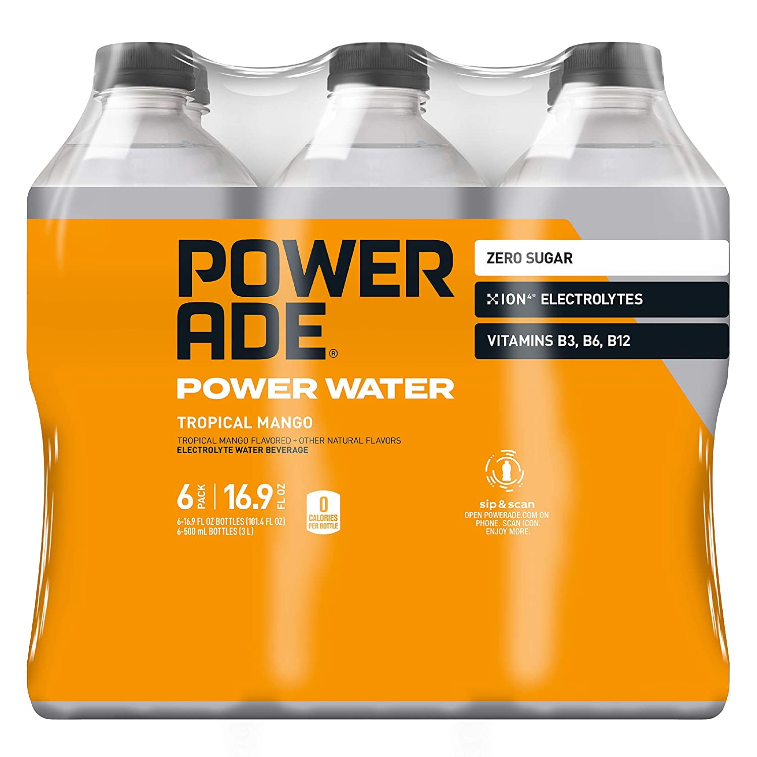 Powerade Power Water Tropical Mango, 16.9 Fl oz (Pack Of 6) & CUSTOM ...